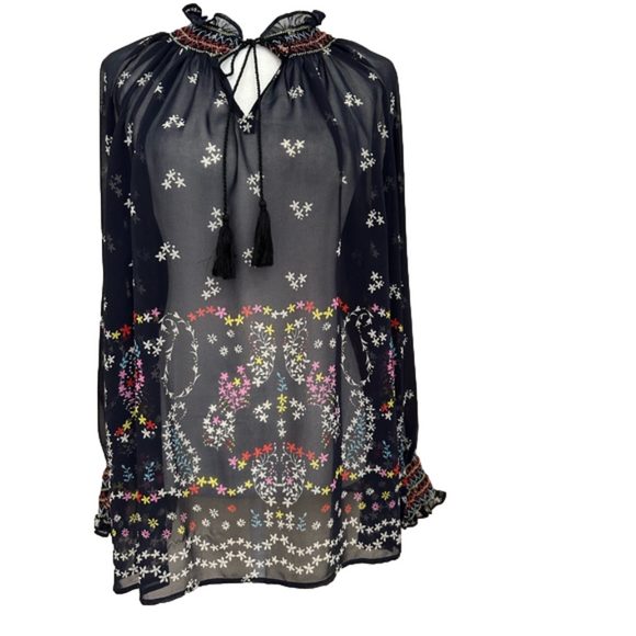CAbi | Tops | Cabi Sheer Embroidered Floral Long Sleeve 5784 | Poshmark